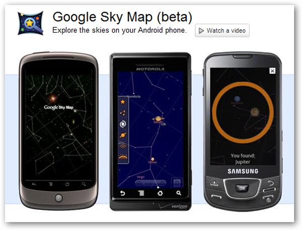 Google Sky Map, constelaciones, estrellas y planetas a través Android