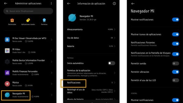 Cómo desactivar las notificaciones del navegador Mi por completo