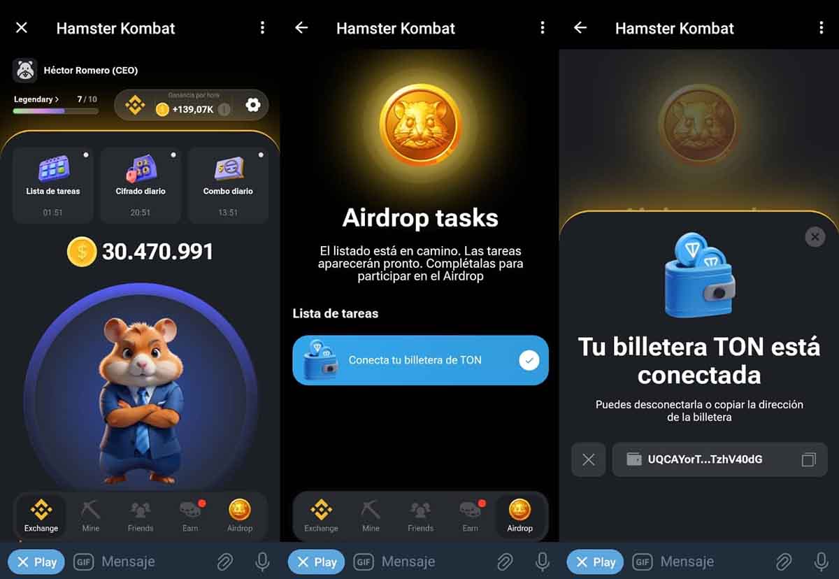 Retirar dinero en Hamster Kombat, guía paso a paso